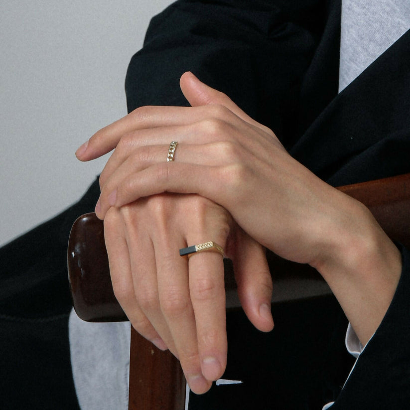 K18 バンブー オニキス リング / 18K bamboo onyx ring | アモンズ – amondz