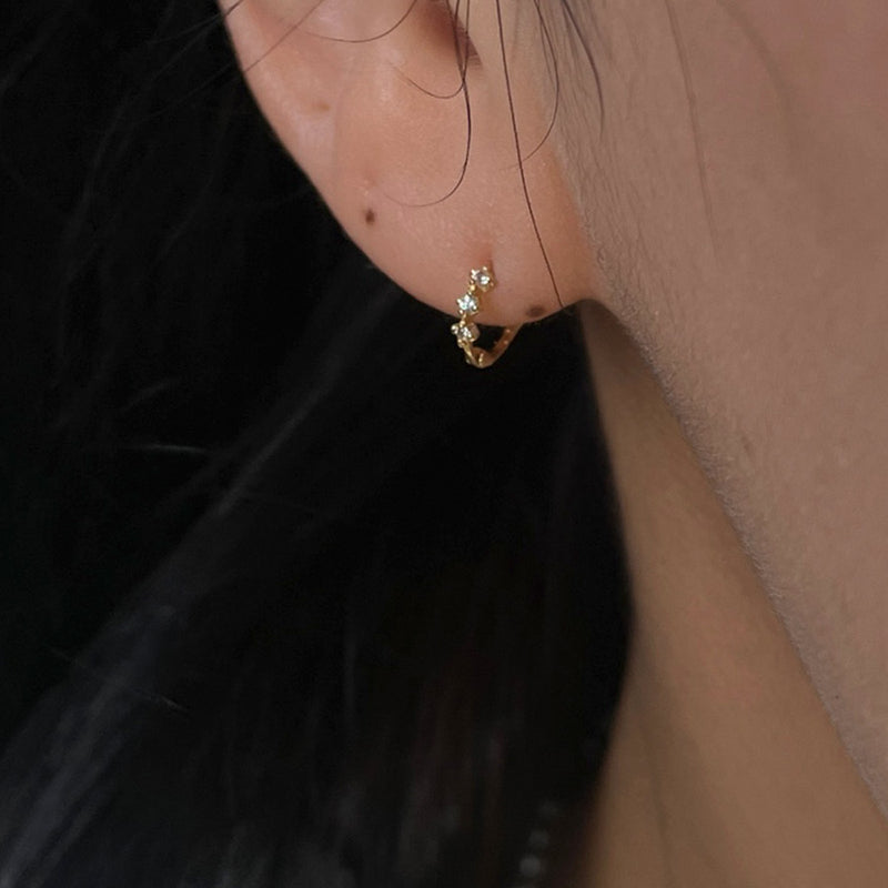 10K / 14K Dainty Mini Single One-Touch Earrings