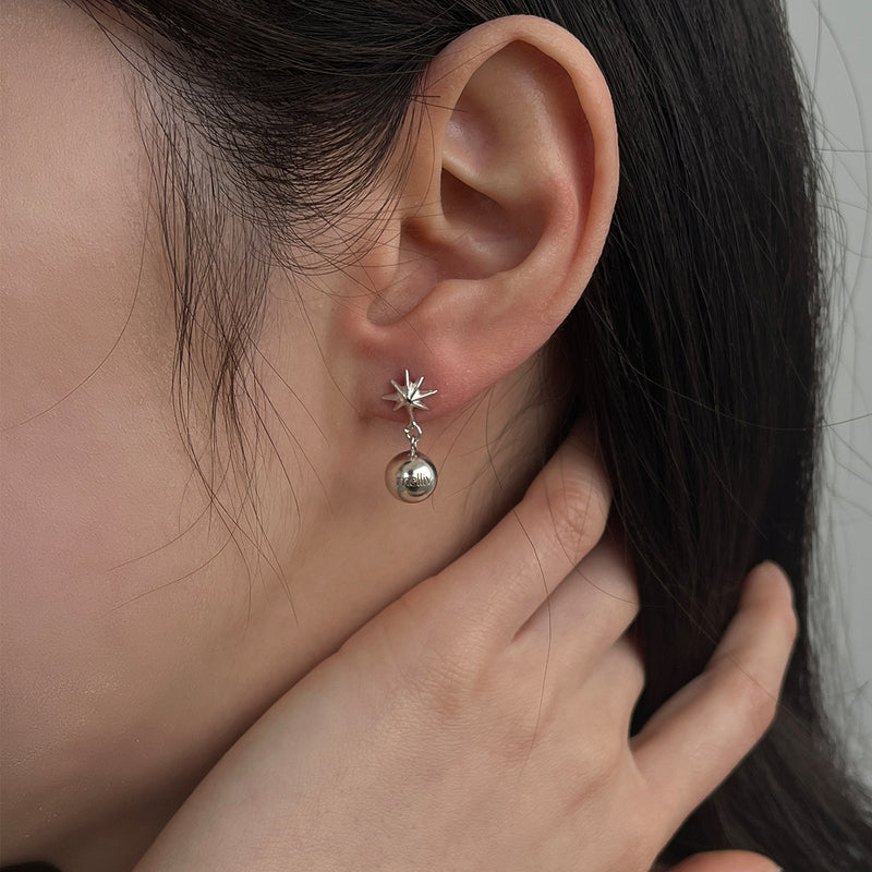 シルバースター＆ボールドロップピアス